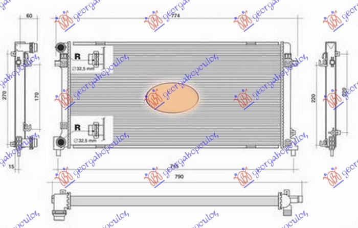 HLADNJAK MOTORA 1.6 DIZ (650 x320) BEZ CEVI SEAT TOLEDO (2012-) (OEM: 6C0121253A)