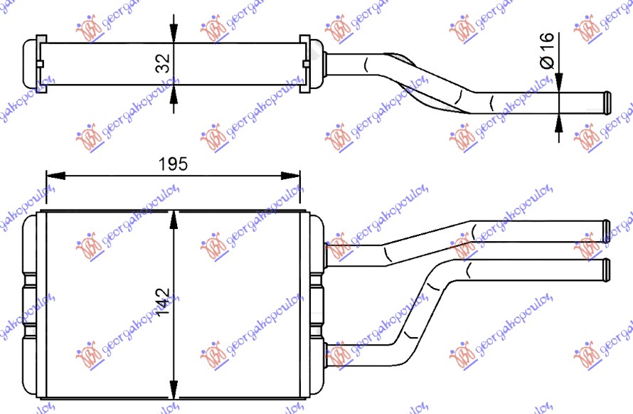 GREJAC KABINE (BR) (195x145x32) TOYOTA HI-ACE (1997-2006) (OEM: 8710726010)