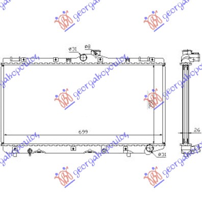 HLADNJAK MOTORA DIZEL (35.2×69.9×2.7) TOYOTA COROLLA (E 10) L/B (5D) (1992-1996) (OEM: 1640064650, 164006A160)