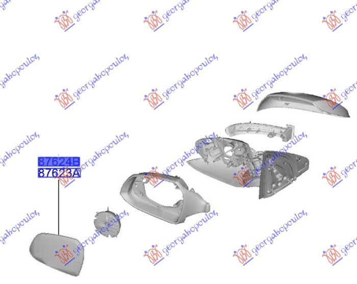 STAKLO RETROVIZORA (O) Leva str. HYUNDAI i10 (2019-) (OEM: 87611-K7000, 87611K7000)