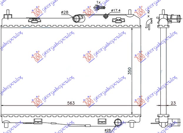 HLADNJAK MOTORA ZA SVE MODELE MANUAL +/-AC (56×35.5) FORD B-MAX (2012-) (OEM: 1516267, 1523440)