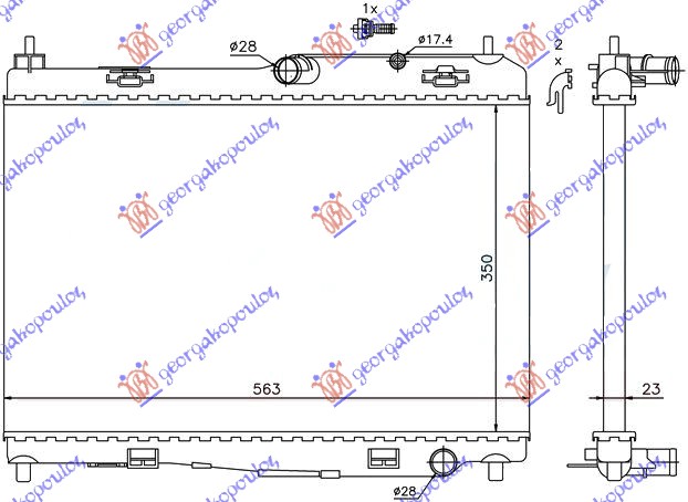 HLADNJAK MOTORA ZA SVE MODELE MANUAL +/-AC(56×35.5) FORD FIESTA (2013-2017) (OEM: 1516267, 1523440)