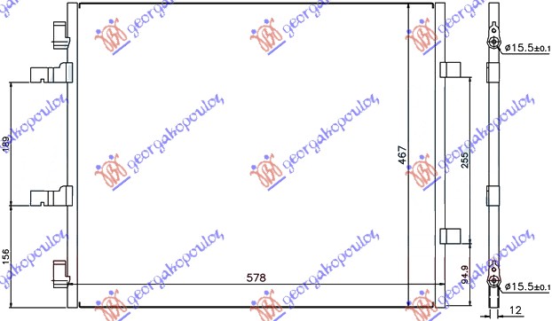 HLADNJAK KLIME 2.0 CDTi (55×46)LEVO CREVO NISSAN PRIMASTAR (2006-2016) (OEM: 4419021)