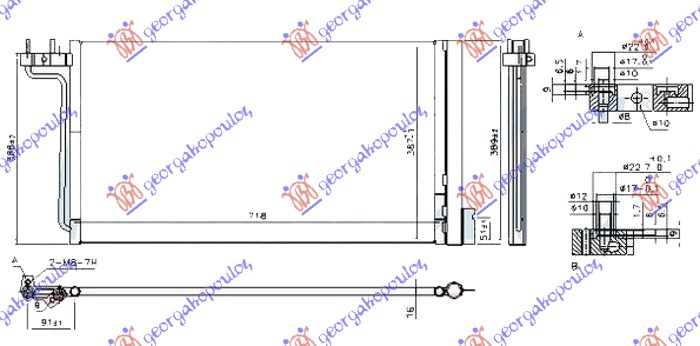 HLADNJAK KLIME 1.6-2.0 BENZIN-EL (718x384x16) FORD FOCUS C-MAX (2014-) (OEM: 1857751, 2010808, EJ7Z19712B)