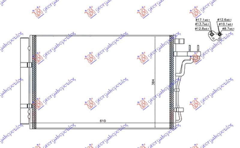 HLADNJAK KLIME SVI MODELI BENZIN (550x400x12) KIA SOUL (2013-2016) (OEM: 97606B2000)