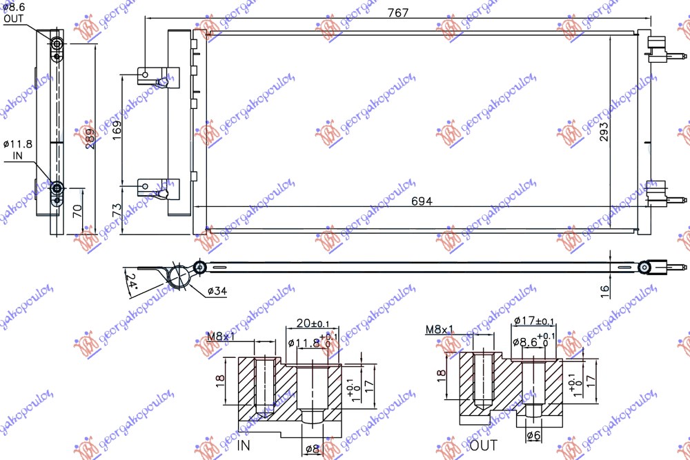 HLADNJAK KLIME SVI MODELI BENZIN / DIZEL OPEL ASTRA K 5D/S.W. (2016-) (OEM: 13475956, 39011385)