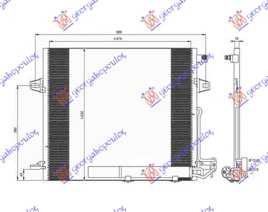 HLADNJAK KLIME (58.7×52.8×18) AUTOMATIK MERCEDES GL (X164) (2006-2012) (OEM: 2515000054)