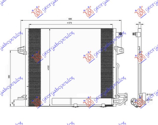 HLADNJAK KLIME (58.7×52.8×18) AUTOMATIK MERCEDES R CLASS (W251) (2006-2010) (OEM: 2515000054)