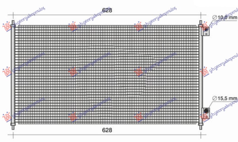 HLADNJAK KLIME 1.4i-1.6i-1.7i BEN 612x339x16 HONDA CIVIC SEDAN (2001-2004) (OEM: 80100S87A00, 80100S87A10, 80100S87A21)