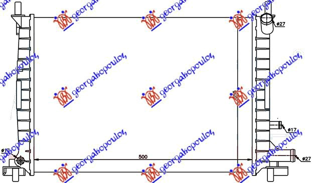 HLADNJAK MOTORA 1.1 – 1.3CC (50×36) +A/C FORD FIESTA (1996-1999) (OEM: 1001856, 1098806)