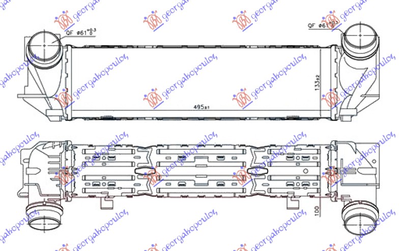 HLADNJAK INTERCOOLERA 1.6-2.0 BENZIN BMW SERIES 5 (F10/11) (2013-2016) (OEM: 17117618769)