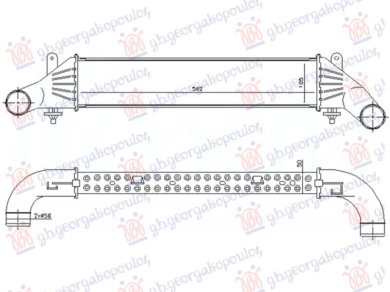 HLADNJAK INTERCOOLER SVI MODELI BENZIN (560×105) MERCEDES SLK (R170) (1996-2004) (OEM: 1705000200, 1705000300, 1705000400)