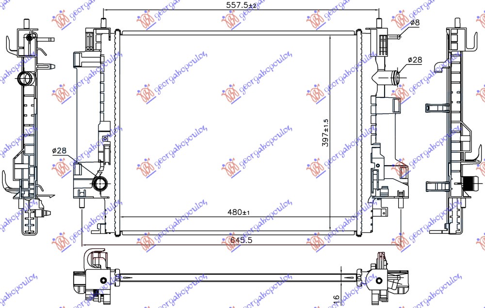 HLADNJAK 0.9 TURBO/1.0 12v BENZIN SMART FORTWO (2014-) (OEM: 214105514R, 4535000003)