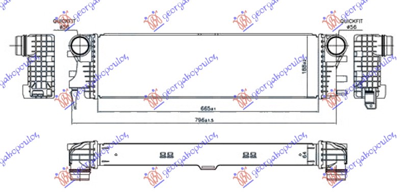 HLADNJAK INTERCOOLERA 2.2 (114/116/119 CDI/BL-T) MERCEDES VITO (W447) (2015-) (OEM: 4475010301, 4475011301)