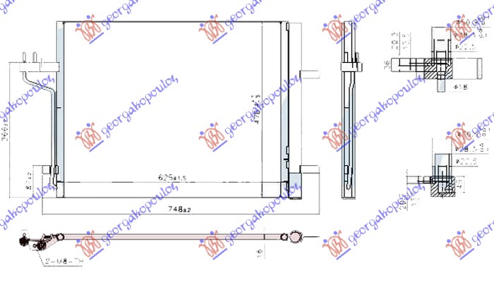 HLADNJAK KLIME 2.5 BENZIN 2.0 DIZEL 13-15 625×477 FORD FOCUS C-MAX (2014-) (OEM: 1768031, 1808330, 1857264)