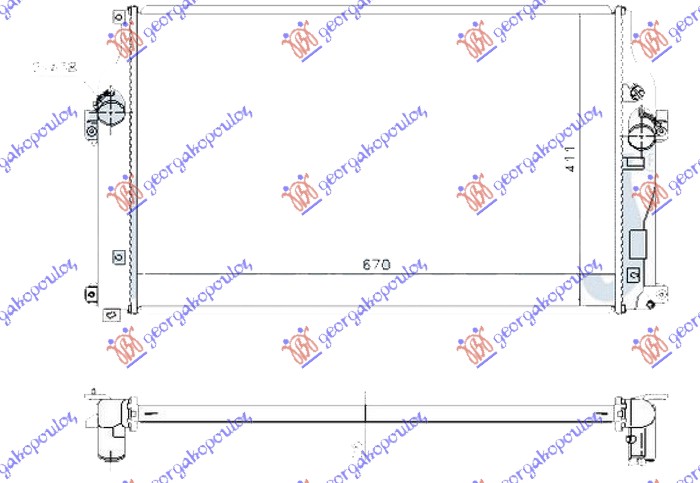 HLADNJAK MOTORA 2.0 -2.2 DIZEL MANUELNI (670 x4 10 x26) TOYOTA RAV 4 (2016-2019) (OEM: 1640026421)