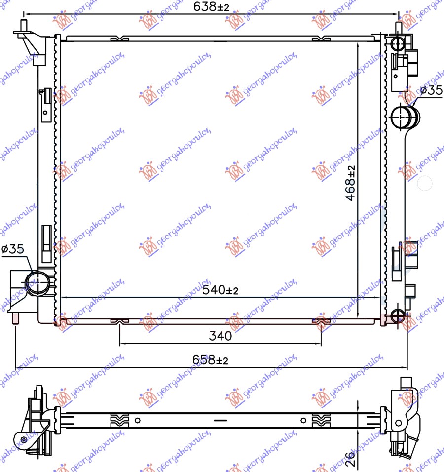 HLADNJAK MOTORA 1.6 DIG-T.BENZIN 1.6 dCi DIZEL NISSAN X-TRAIL (2014-2017) (OEM: 214104BE0A)