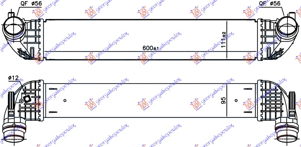 HLADNJAK INTERKULER 1.6 CDTi DSL (60 0 x 1 14×9 OPEL ASTRA K 5D/S.W. (2016-) (OEM: 13356647, 13481259, 39069542)