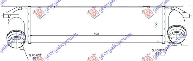 HLADNJAK INTERCOOLERA 1.4-1.6-1.8-2.0 (495x133x80) BMW SERIES 3 (F30/F31) SDN/S.W. (2012-2014) (OEM: 17517600530)