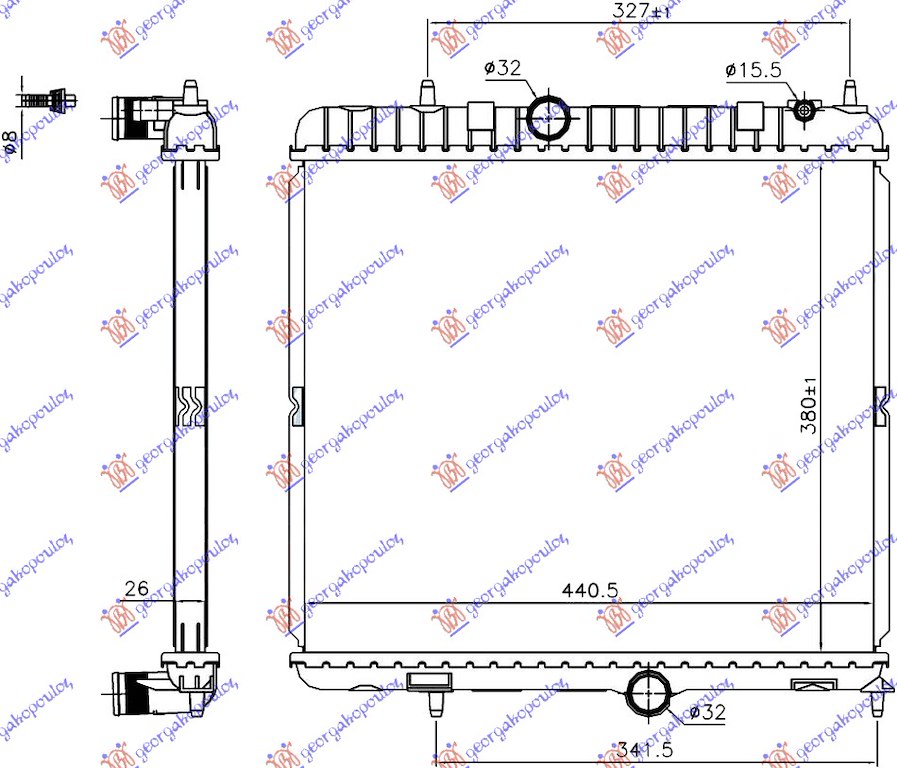 HLADNJAK 2.0 Hdi HYB DIZ (380 x440 x26) PEUGEOT 3008 (2009-2013) (OEM: 1330Z0)