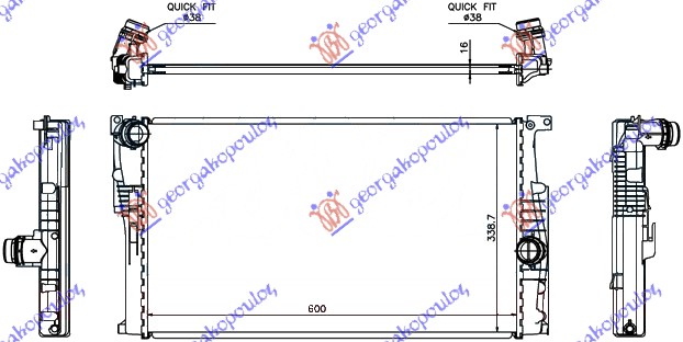 HLADNJAK 1.6 (316i/320i) BENZIN / 2.0 (3 BMW SERIES 1 (F21/20) 3/5D (2011-2015) (OEM: 17117600511)