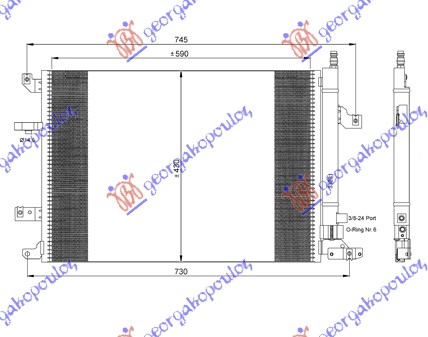 HLADNJAK KLIME BENZIN – DIZEL (59.5×43) VOLVO S60 (2000-2010) (OEM: 30648954, 30781281, 31267200)