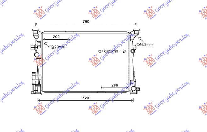 HLADNJAK MOTORA BENZIN/DIZEL+/- A/T (64×44) MERCEDES A CLASS (W176) (2015-2018) (OEM: 2465001303)