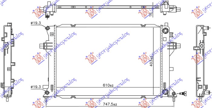 HLADNJAK MOTORA ELEK. AUTO (610×403) HYUNDAI KONA (2020-) (OEM: 25310-K4010, 25310K4010)