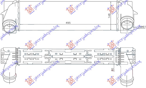 HLADNJAK INTERCOOLERA 1.6-2.0 BENZIN 2.0 DIZEL (495×145) BMW X3 (F25) (2011-2014) (OEM: 17517823570)