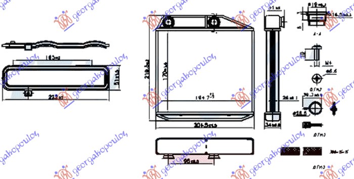 GREJAC KABINE 0.9-1.4 BENZIN 1.3-1.6 DIZEL 170×195 FIAT 500 L (2017-) (OEM: 77366513)