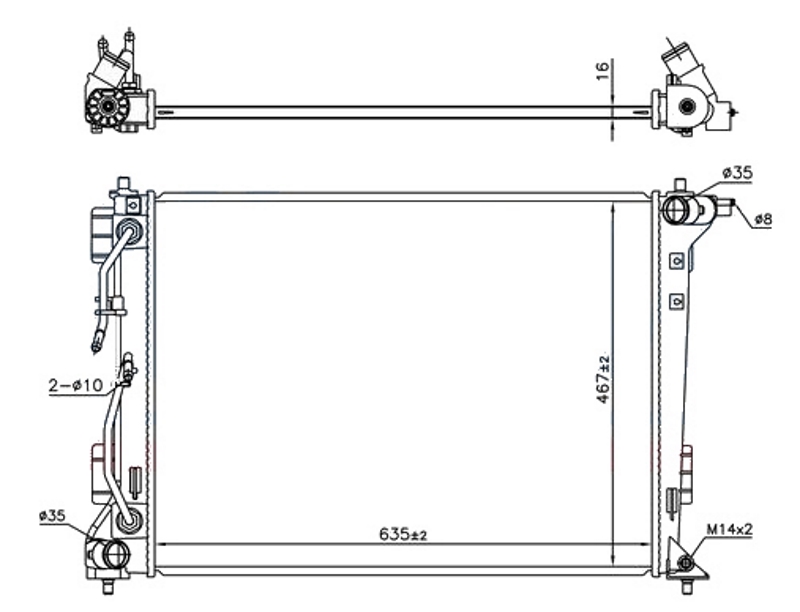 HLADNJAK MOTORA 1.6-2.0 BENZIN AUTOMATIK 64×46 CESKA HYUNDAI TUCSON (2018-2020) (OEM: 25310D7600, 25310D7650)