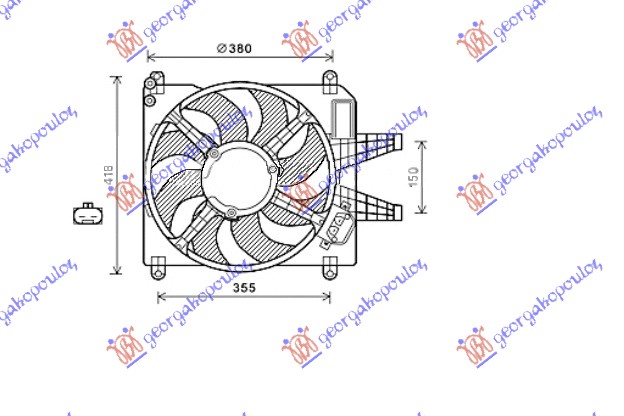 VENTILATOR KOMPLET 1.8-2.0 BENZIN + KLIMA FIAT BRAVA (1995-2003) (OEM: 7762670)