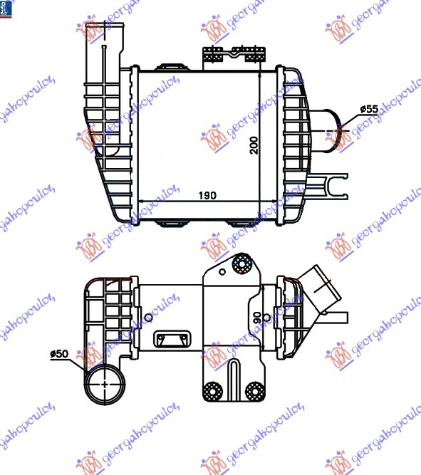 HLADNJAK INTERKULERA 2.0 CRDI (190x205x90) HYUNDAI TUCSON (2004-2010) (OEM: 28271-27250, 2827127250)