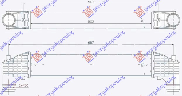 HLADNJAK INTERCOOLERA 1.9 TDi (500x70x88) (-00) FORD GALAXY (1995-2006) (OEM: 7M0145805)