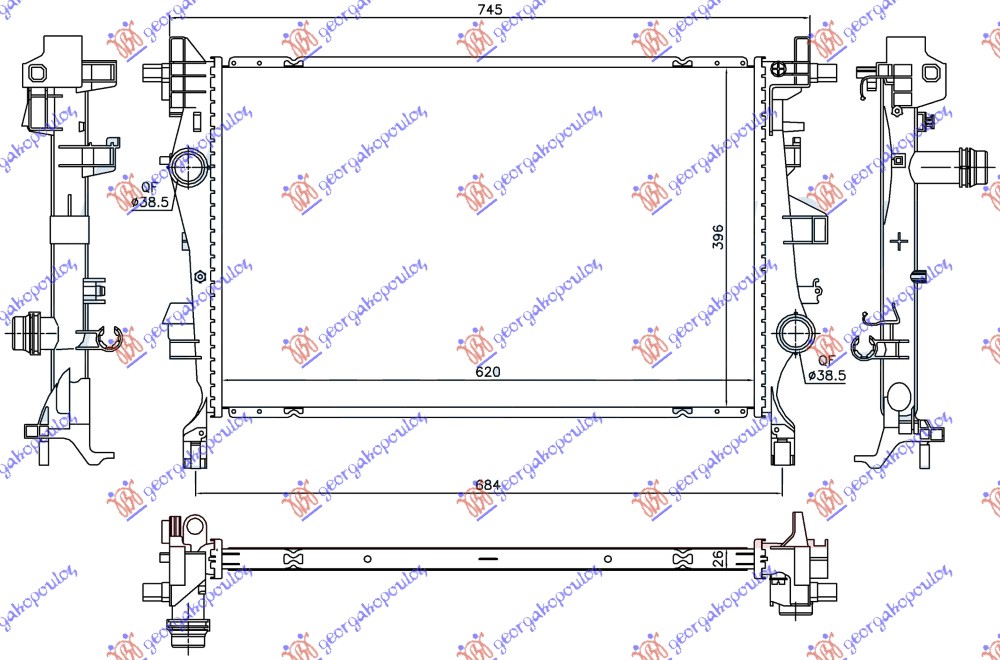 HLADNJAK 2.0 MJTD DIZEL MANUAL/AUTOMATIK JEEP RENEGADE (2014-2018) (OEM: 51965905)