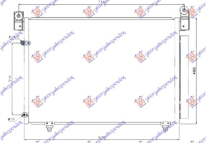 HLADNJAK KLIME 2.0-2.3-3.0 BENZIN 2.0 DIZEL 67×46 MAZDA MPV (2003-2006) (OEM: LD4761480A, LD4761480B)