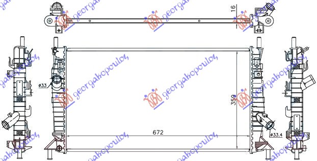 HLADNJAK MOTORA 1.6-1.8-2.0TDCi-2.5 ST(67×38)M/ FORD FOCUS C-MAX (2003-2007) (OEM: 1357325, 8603811)