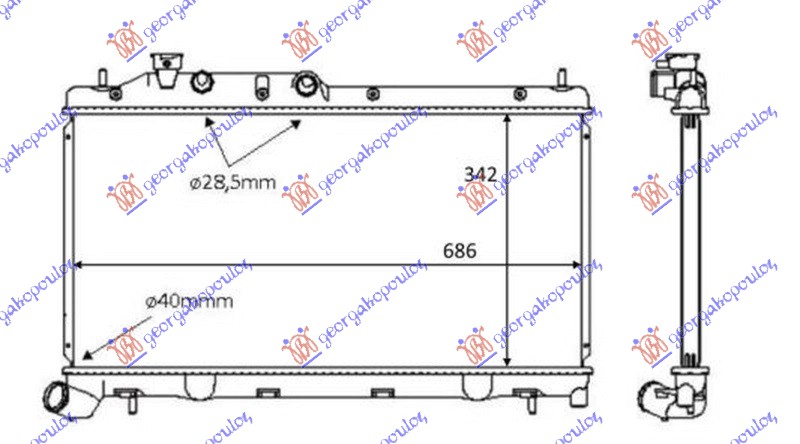 HLADNJAK MOTORA 2.0 -2.5i- 16V (34×68.5x 16)AUTO SUBARU FORESTER (2008-2012) (OEM: 45111-AG000, 45111-AG001, 45111AG000)