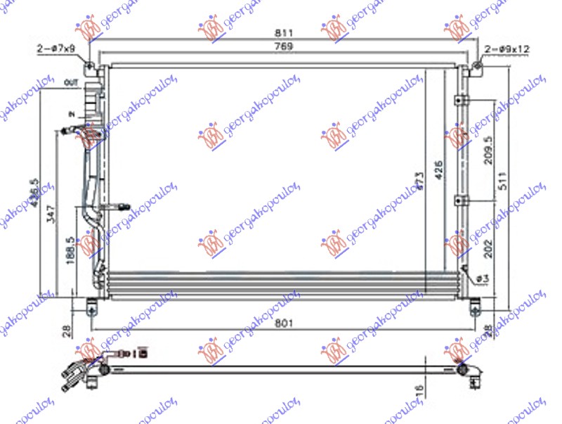 HLADNJAK KLIME SVI BENZIN/DIZEL 06-(730x480x16) AUDI A8 (2002-2009) (OEM: 4E0260403N, 4E0260403Q)