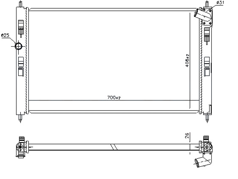 HLADNJAK 1.6 DI-D DIZEL MANUAL (700×410) MITSUBISHI ASX (2010-2014) (OEM: 1350A763, 1611262980)