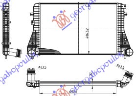 HLADNJAK INTERCULERA. BEN-DIZ (61.5×40.5×32)F60 SKODA OCTAVIA 5 (2008-2013) (OEM: 1K0145803AF, 1K0145803AS, 1K0145803BM)