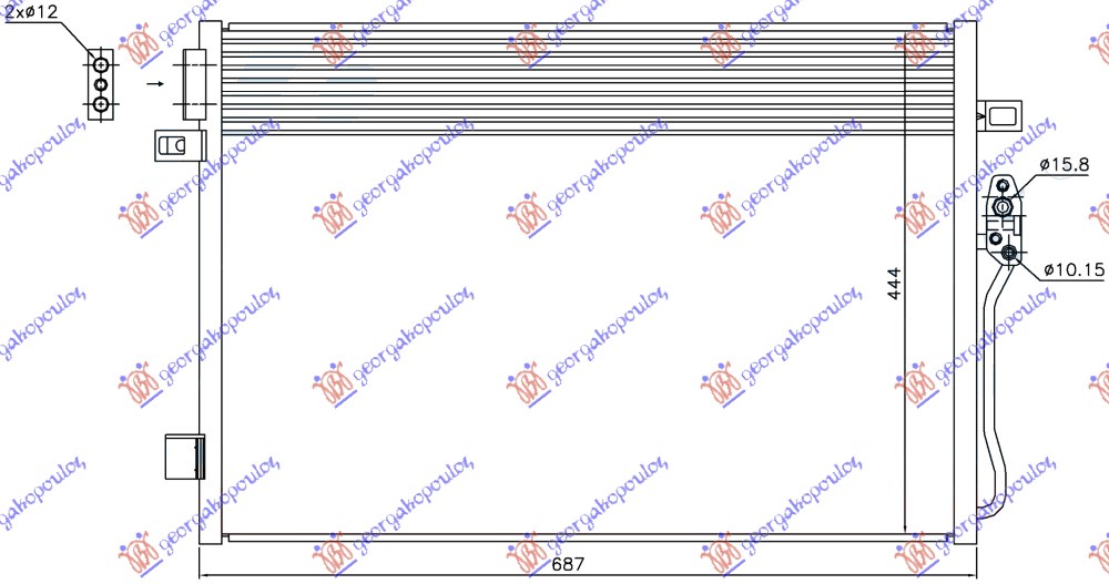 HLADNJAK KLIME BENZIN/DIZEL AUTOMATIK (645x460x16) FIAT FREEMONT (2011-) (OEM: 68038244AA, K68038244AA)