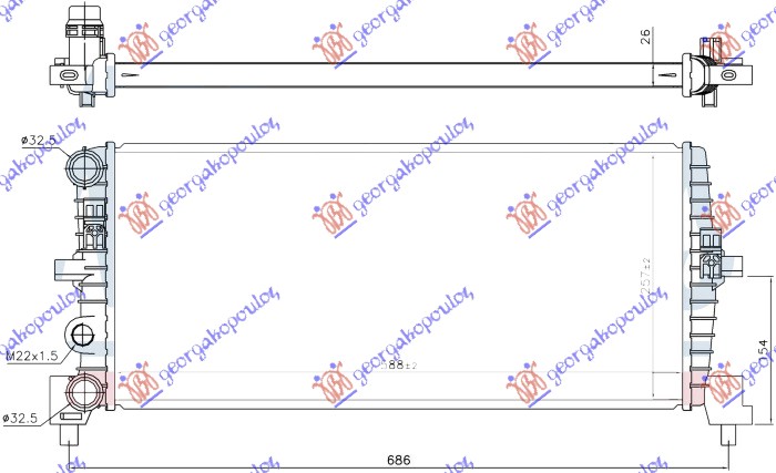 HLADNJAK MOTORA 1.0 Tsi BENZIN (590 x260 x26) VW UP (2016-2019) (OEM: 1S0121253AC)