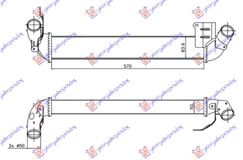 HLAD.NTERKULERA 1.5 DIZEL(570x84x50) RENAULT CAMPUS (2004-) / RENAULT CLIO (2001-2006) / RENAULT THALIA (2001-) (OEM: 8200245599, 8200742599)