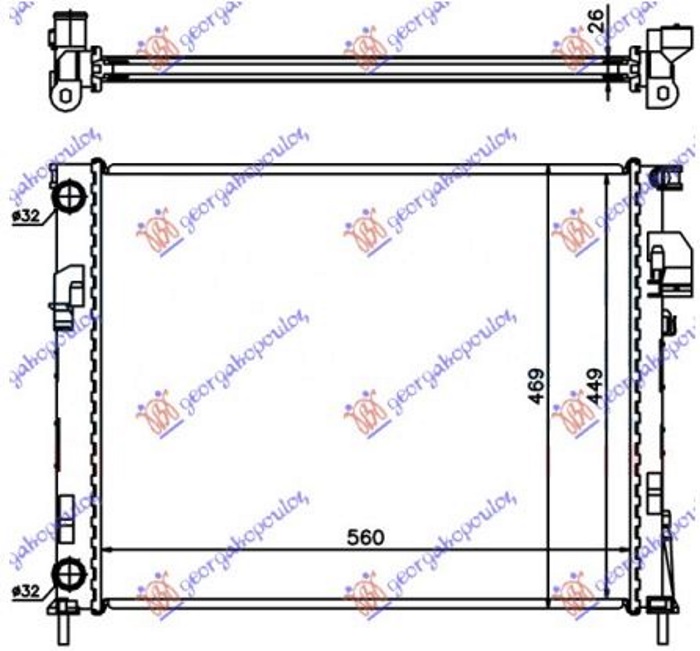 HLADNJAK MOTORA 2.0 BENZIN 1.9DIZEL (560x450x26)LEMLJEN RENAULT TRAFIC (2006-2014) (OEM: 4408645, 91166001)