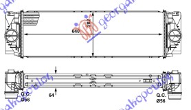 HLADNJAK INTERKULERA 2.1 – 3.0 CDi (64x202x64) MERCEDES SPRINTER 209-524 (W906) (2006-2013) (OEM: 9065010201)