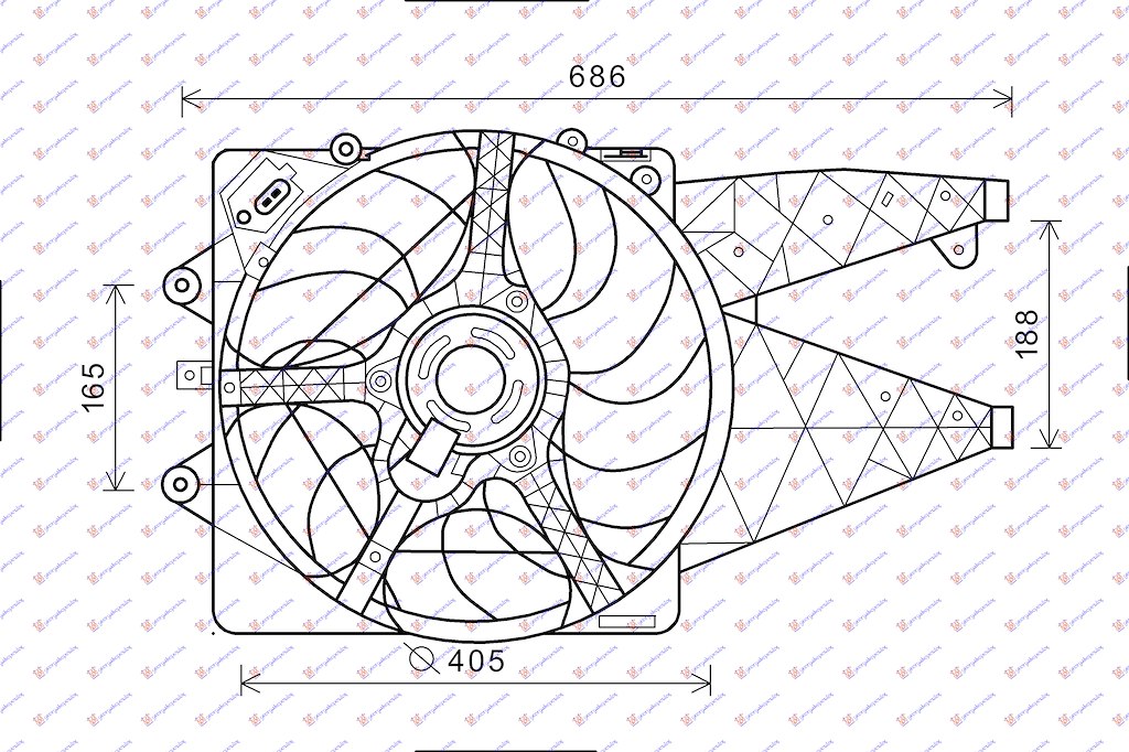 VENTILATOR KOMPLET BENZIN-DIZEL FIAT PUNTO (2012-) (OEM: 51797135, 51813582, 51878036)