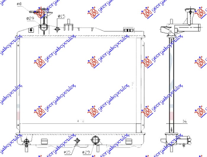 HLADNJAK MOTORA 1.2 BENZIN AUTOMATIK (375x478x16) MITSUBISHI SPACE STAR (2013-2016) (OEM: 1350A670)