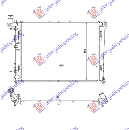 HLADNJAK MOTORA 1.4 – 1.6 – 2.0 BENZIN AUTO 60×44 HYUNDAI i30 (2007-2012) (OEM: 25310-2H050, 253101H050, 253102H050)