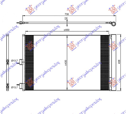 HLADNJAK KLIME A 45 AMG (65x43x12) MERCEDES A CLASS (W176) (2012-2015) (OEM: A0995001054)